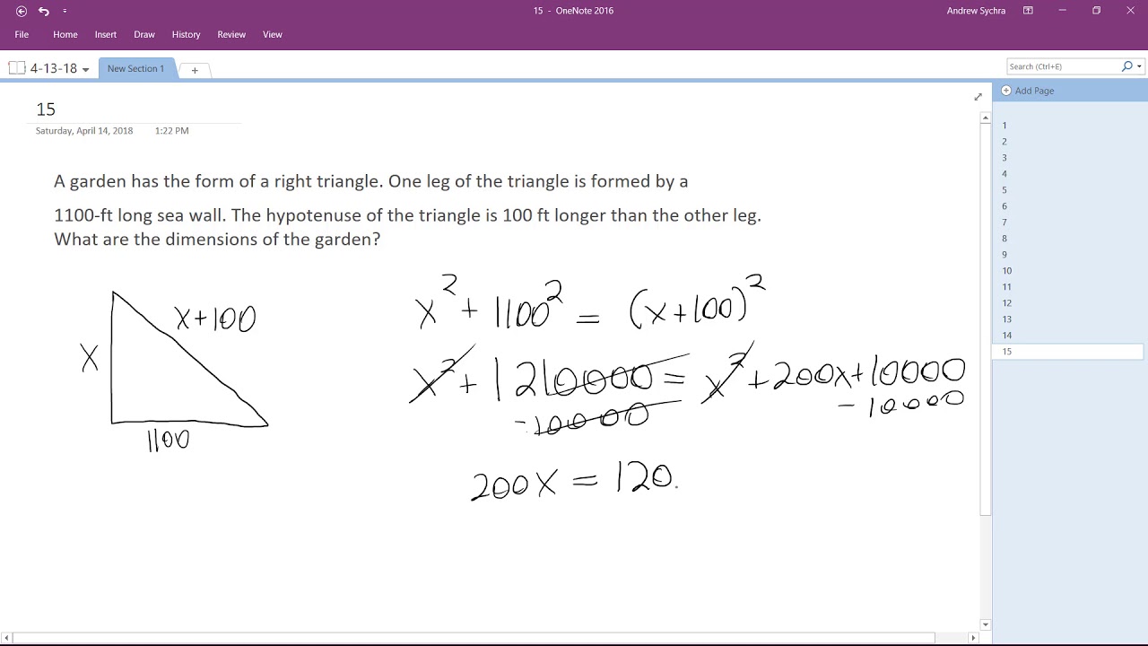 One leg of the triangle is formed by a 1100​-ft long sea wall. The hypotenuse