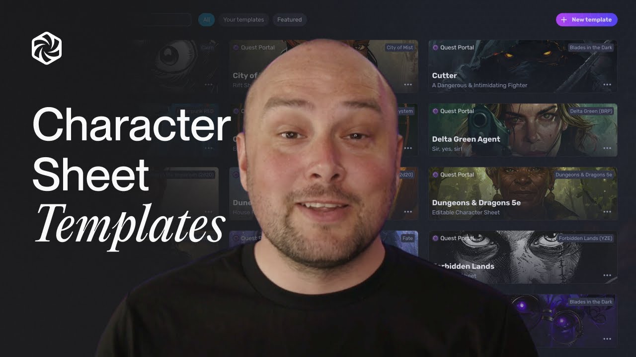 Character sheet templates for tabletop role-playing games