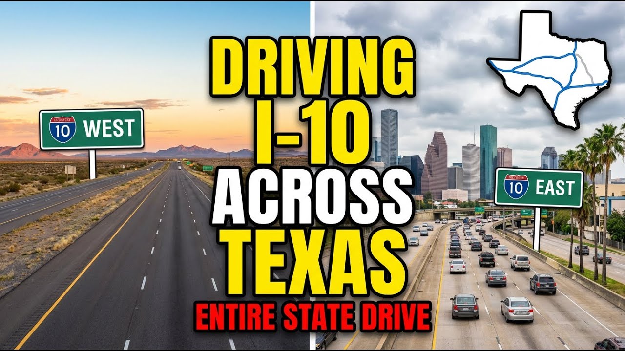 Driving on Interstate 10 Across Entire State of Texas (timelapse)