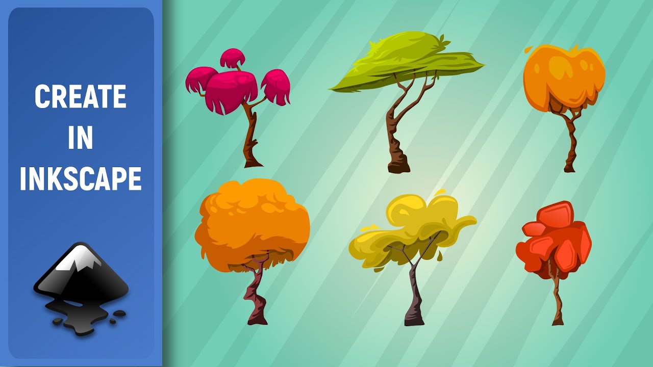 Autumn Trees Pack. Made in Inkscape (Speed Art)