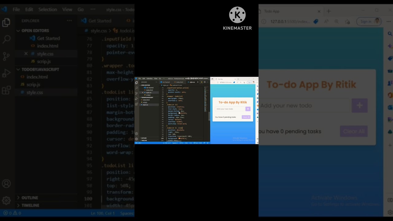 Todo list app using HTML, CSS, JavaScript. full source Code available..