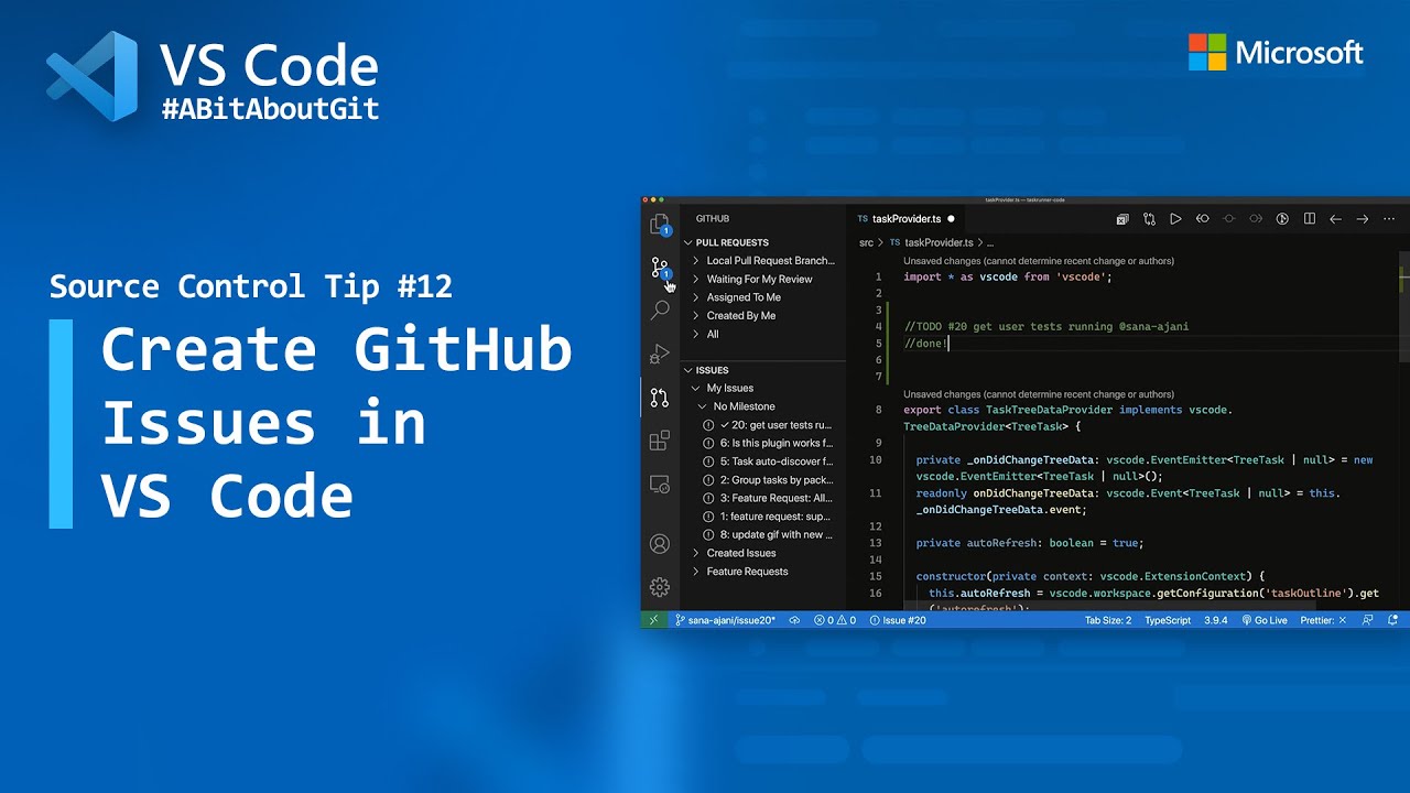 Source Control Tip 12: Create GitHub Issues in VS Code