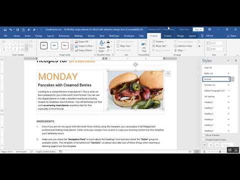 Weekly Recipe Planner for Word with Attractive Design