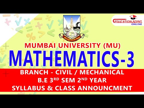 Syllabus | Mathematics 3 Mumbai University for B.E Civil & Mechanical 3rd Sem 2nd Year Syllabus