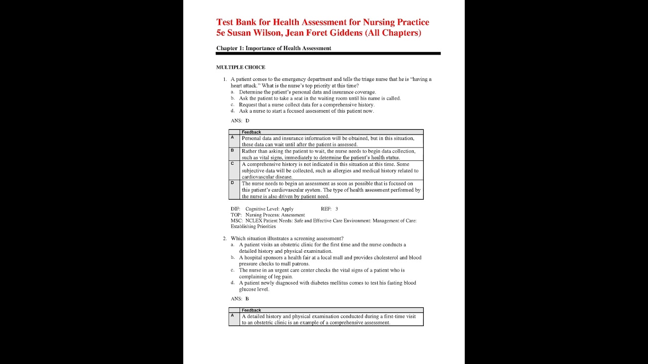 Test Bank for Health Assessment for Nursing Practice 5th Edition BY  Susan Wilson, Jean