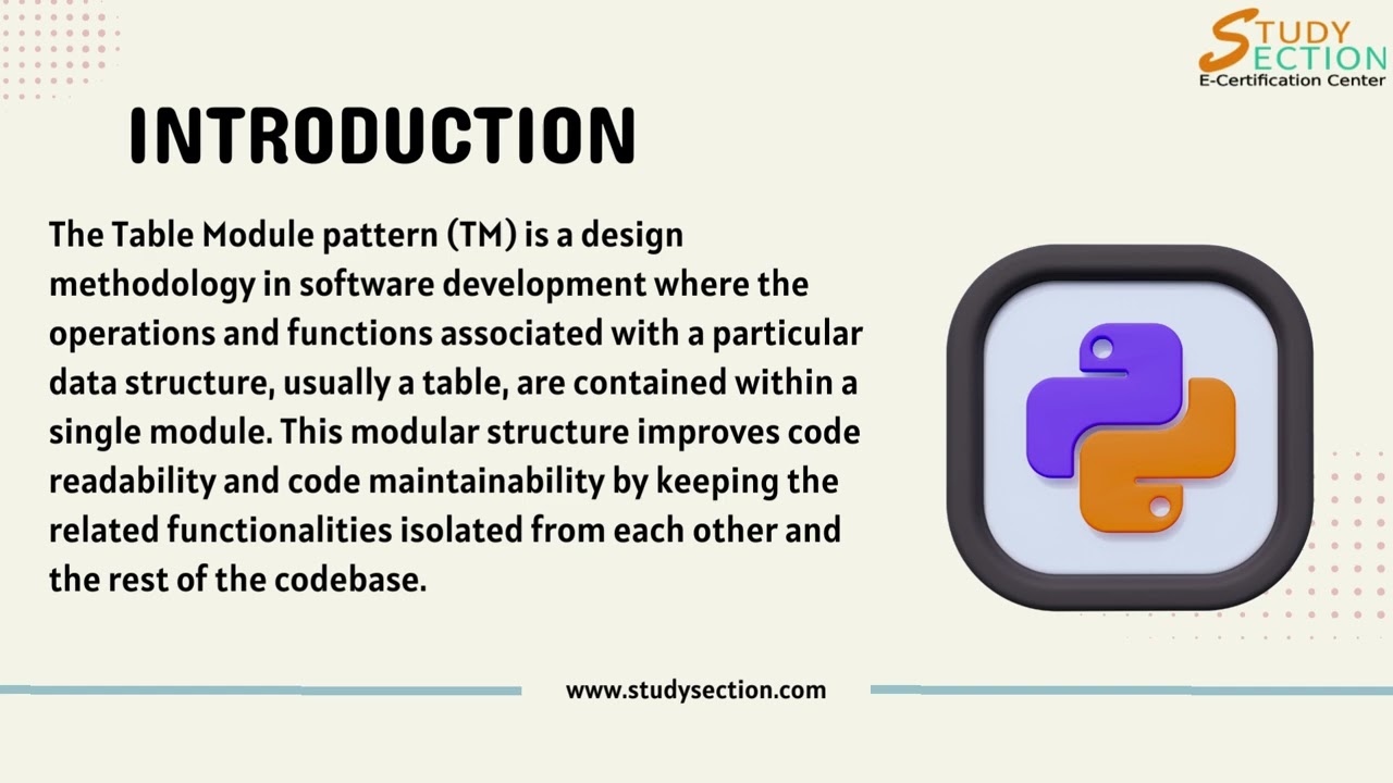 Learn the Table Module Pattern in Python: A Comprehensive Guide - #StudySection #Blog