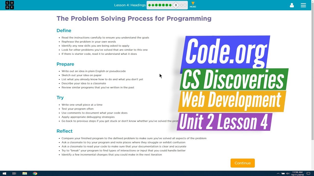 Headings - Lesson 4.8 Tutorial with Answers - Code.org Web Development