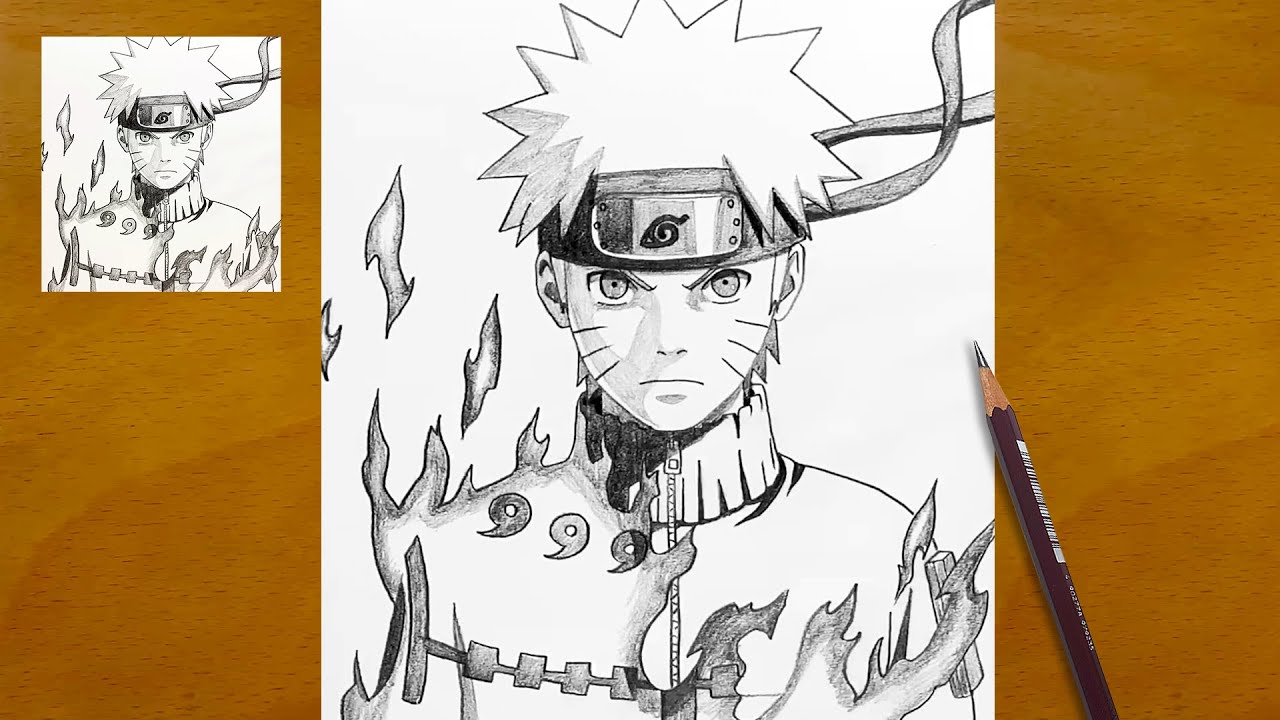 Naruto Uzumaki Drawing || How to draw Naruto step by step || Kurama chakra mode sketch