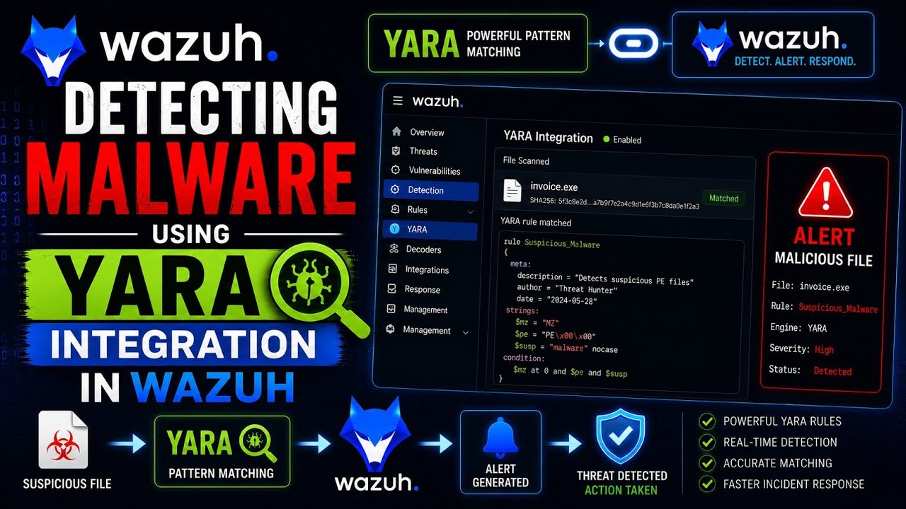 🛡️ Detecting Malware Using YARA Integration in Wazuh | Soc Tutorial   #wazuh #cybersecurity #siem 