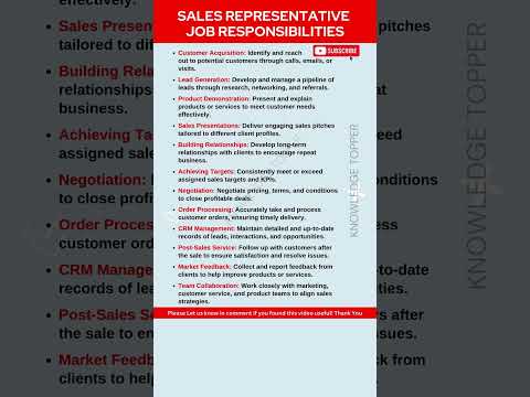 Sales Representative Job Description | Sales Representative Job Responsibilities