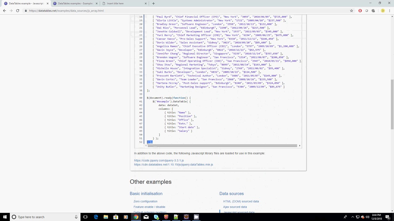Populating DataTable With JSON Object