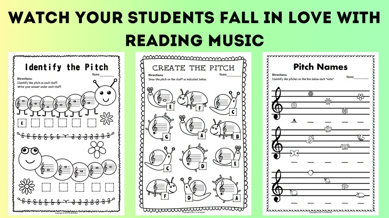Treble Clef Note Name Worksheets for Spring