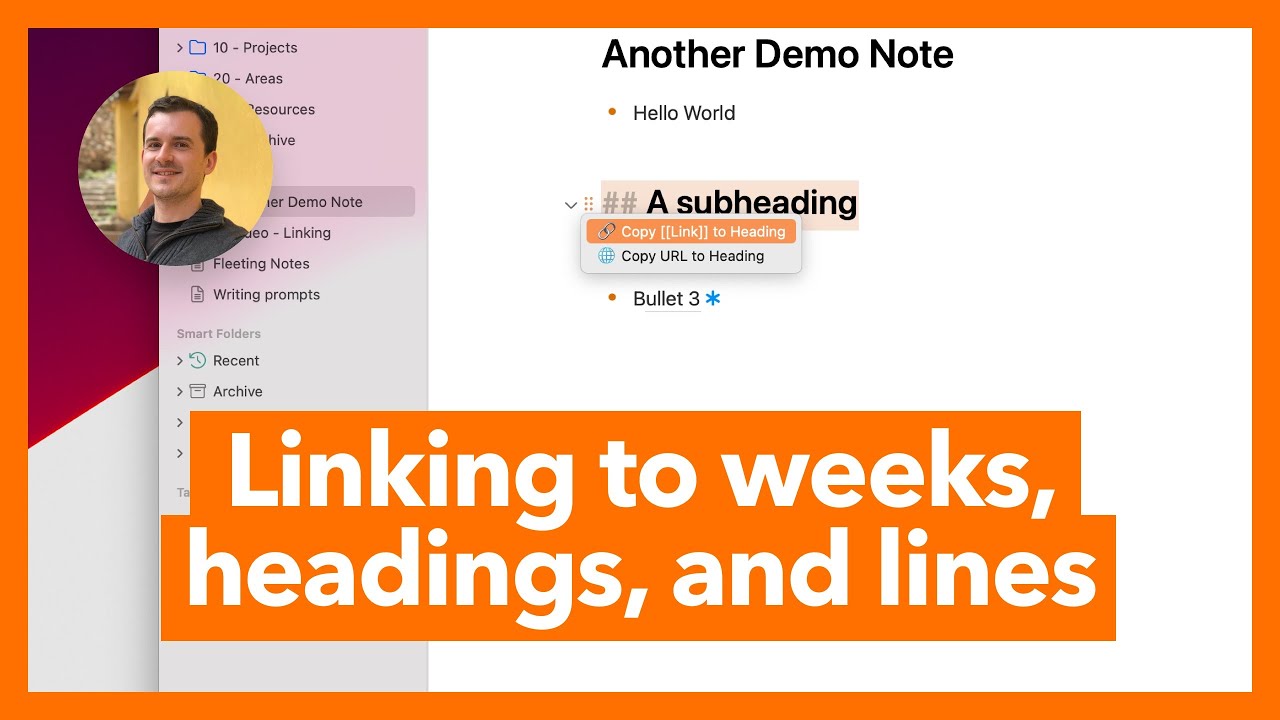 Linking to weeks, headings, and lines