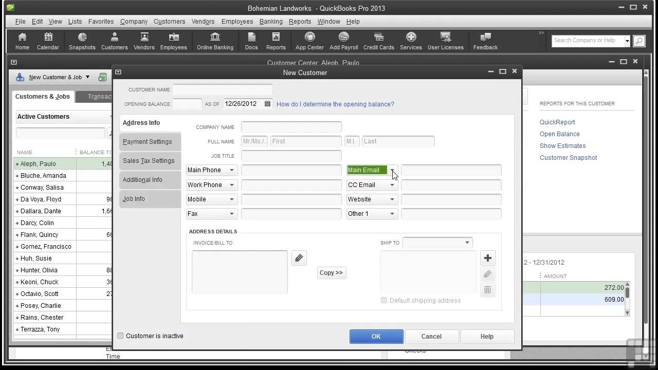 QuickBooks 2013 Tutorial | Adding Customers