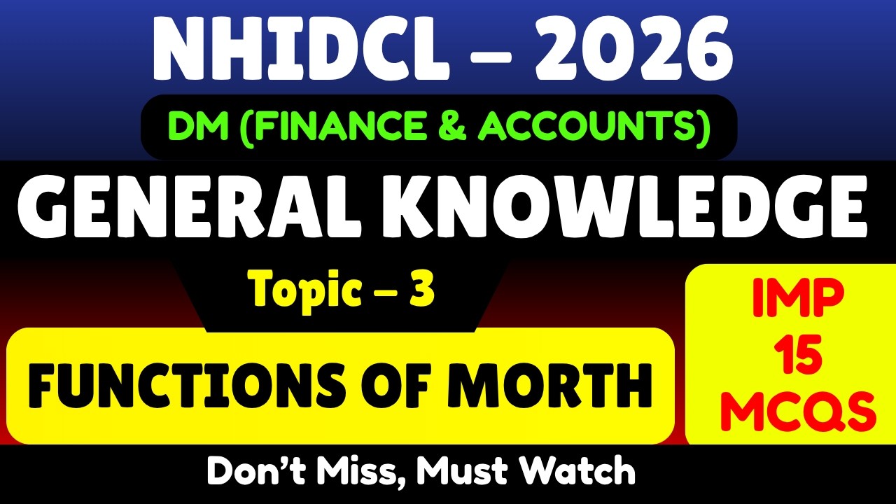 Functions of MORTH MCQS | NHIDCL Finance & Accounts Deputy Manager GK MCQS PDF | NHIDCL GK MCQS PDF
