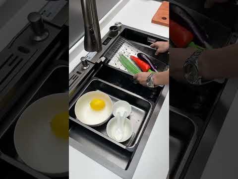 Lefton Waterfall Workstation Kitchen Sink Set With Digital Temperature Display& Knife Holder-KS2204