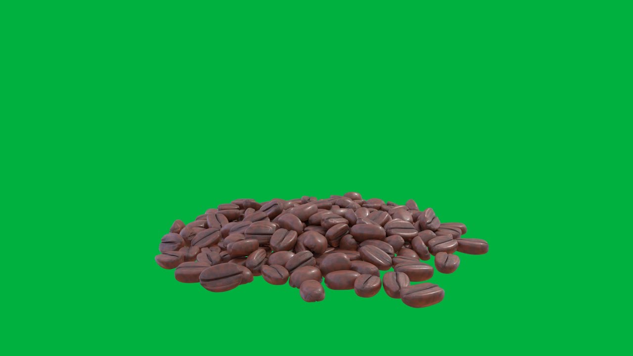 Pile of Coffee Beans Spinning & Oscillating in Front of a Green Screen