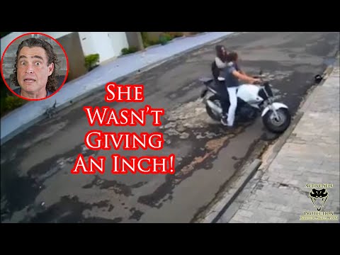 Female Defender Eats Moto Jacker's Lunch