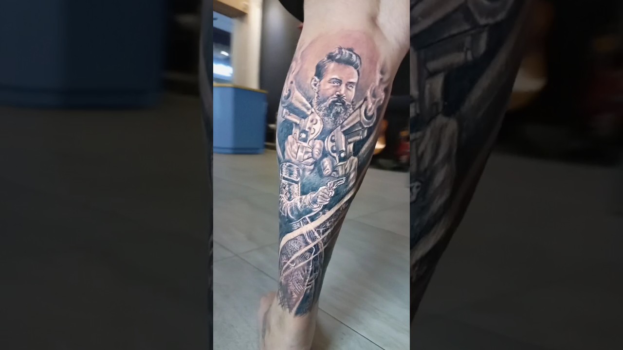 Ned Kelly Quarter Leg Sleeve #tattoo #kuta #bali #anahataink #sleevetattoo #legtattoo #perthtattoo