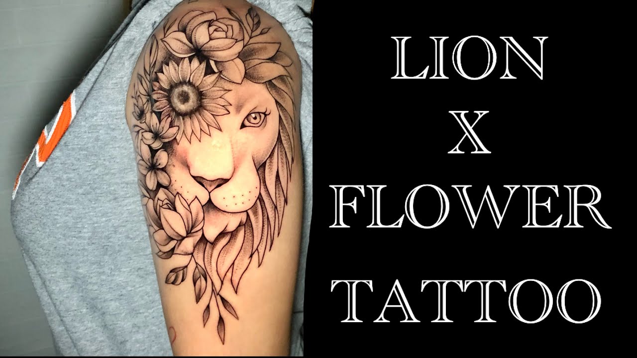 LION AND FLOWERS TATTOO | REAL TIME