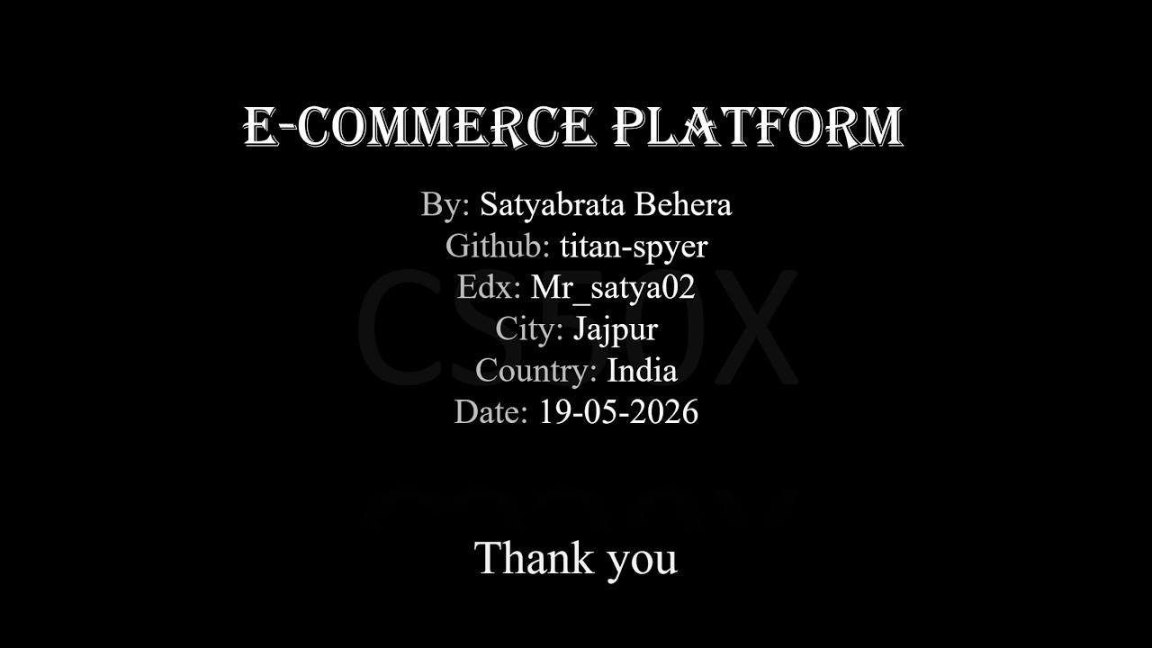 CS50 || Final Project || 19-05-2026 || E-Commerce