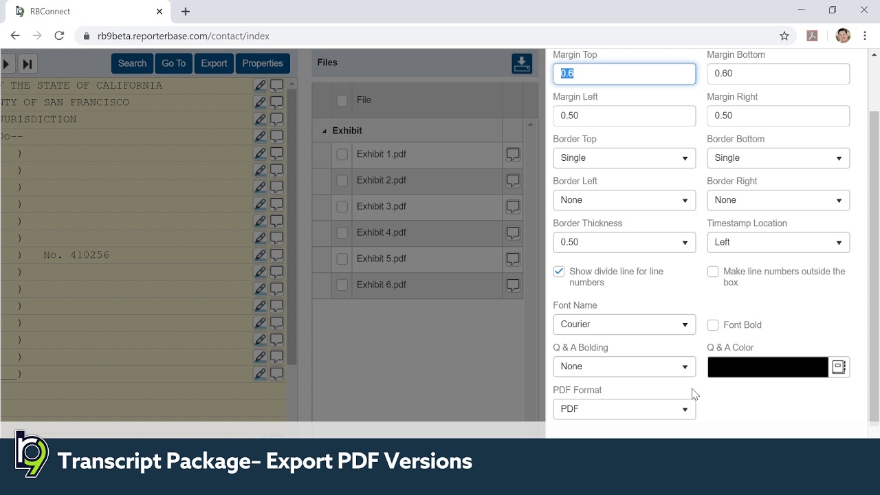 Transcript Package   Export PDF Versions