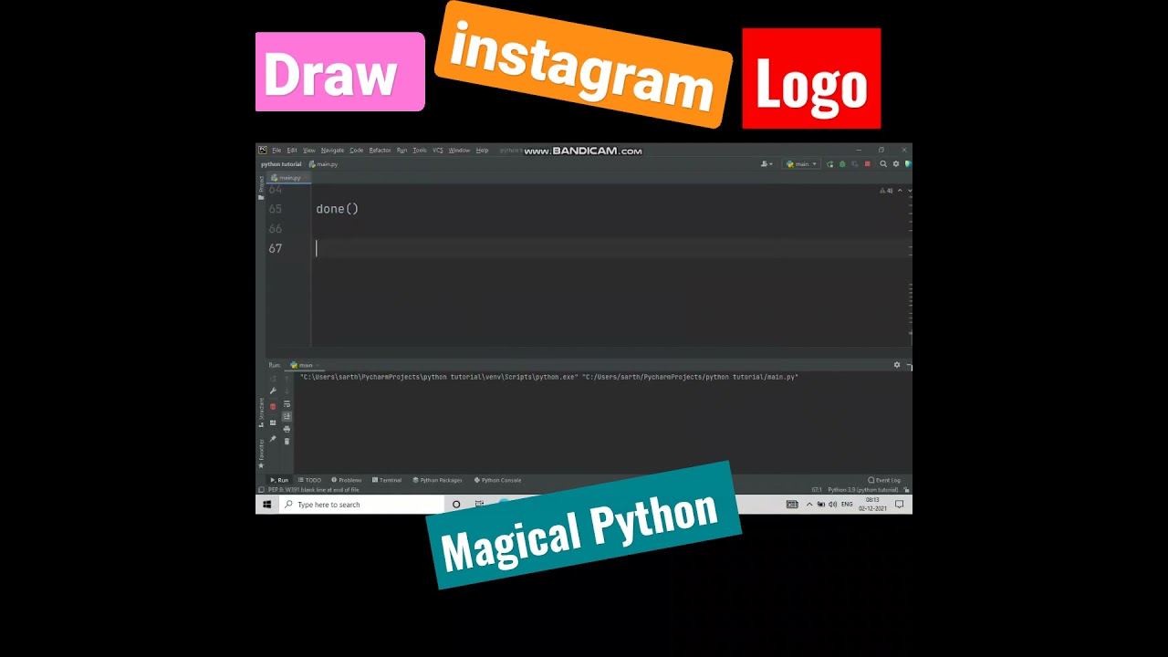 ⏹ Instagram 📲 Logo Using Python 💞 Programming | Python Turtle Graphics #short#shorts#python#turtle