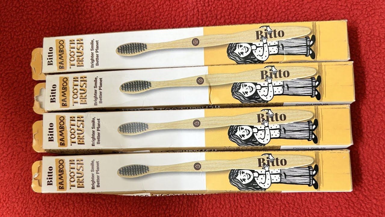 Unboxing Bitto Bamboo Toothbrush with charcoal activated soft bristles!!!