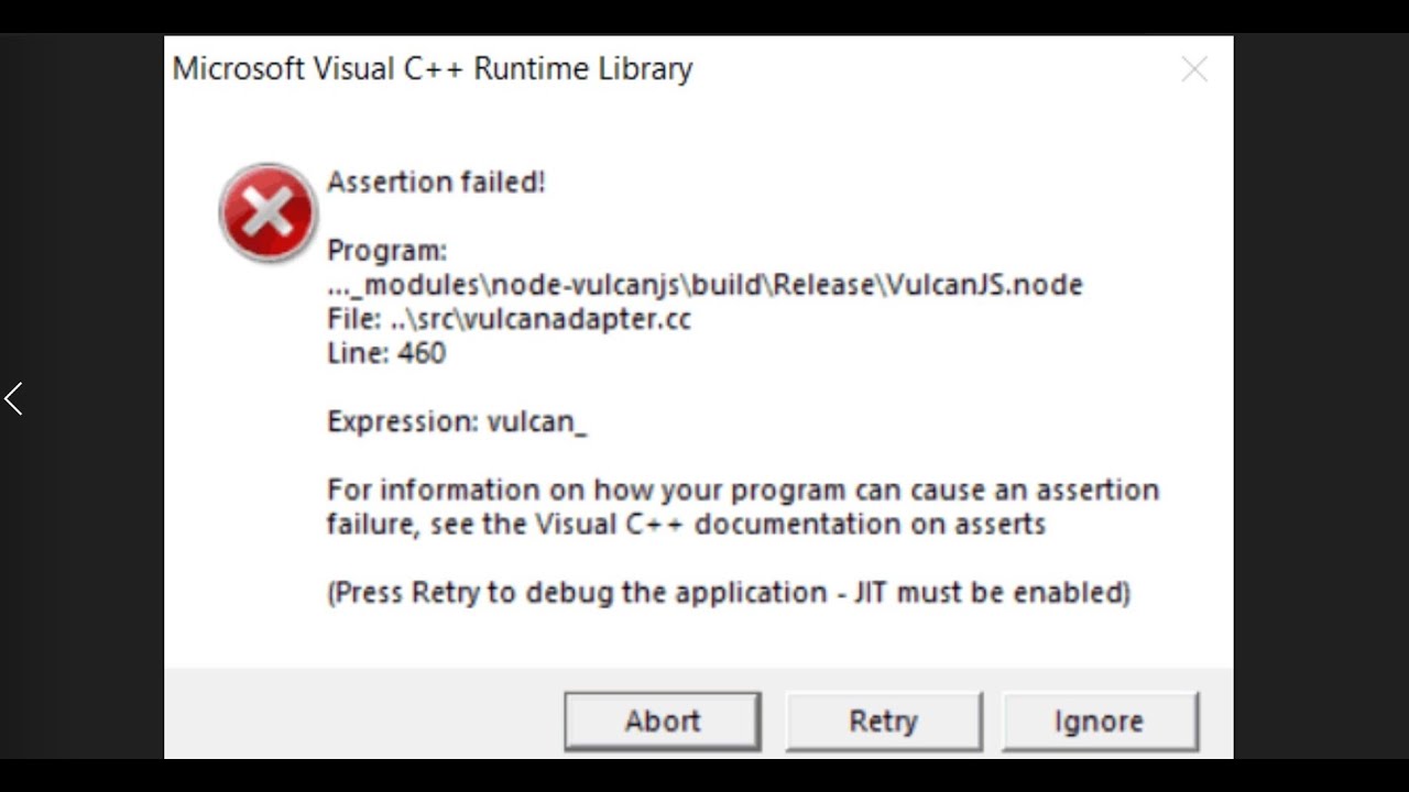 Fix Microsoft Visual C++ Runtime Library Assertion Failed Vulcanadapter.cc Error (Adobe) Windows PC