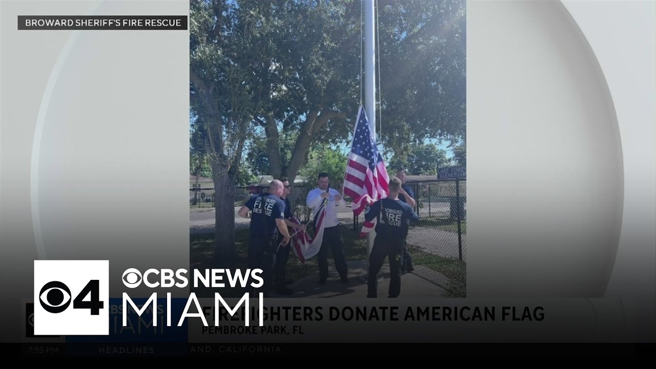 Broward Sheriff's Fire Rescue donate American flag to Lake Forest Elementary School