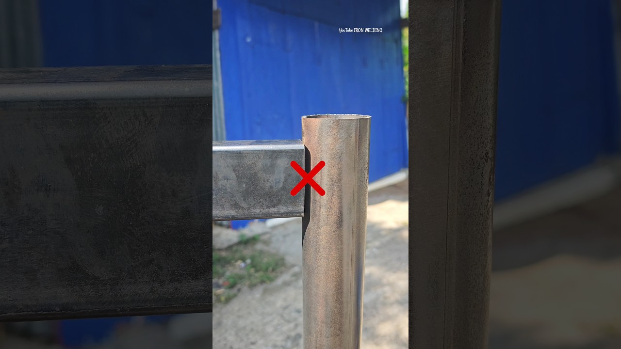 few know the tricks of welding square tubes on round pipes #welding #ironwelding #shorts