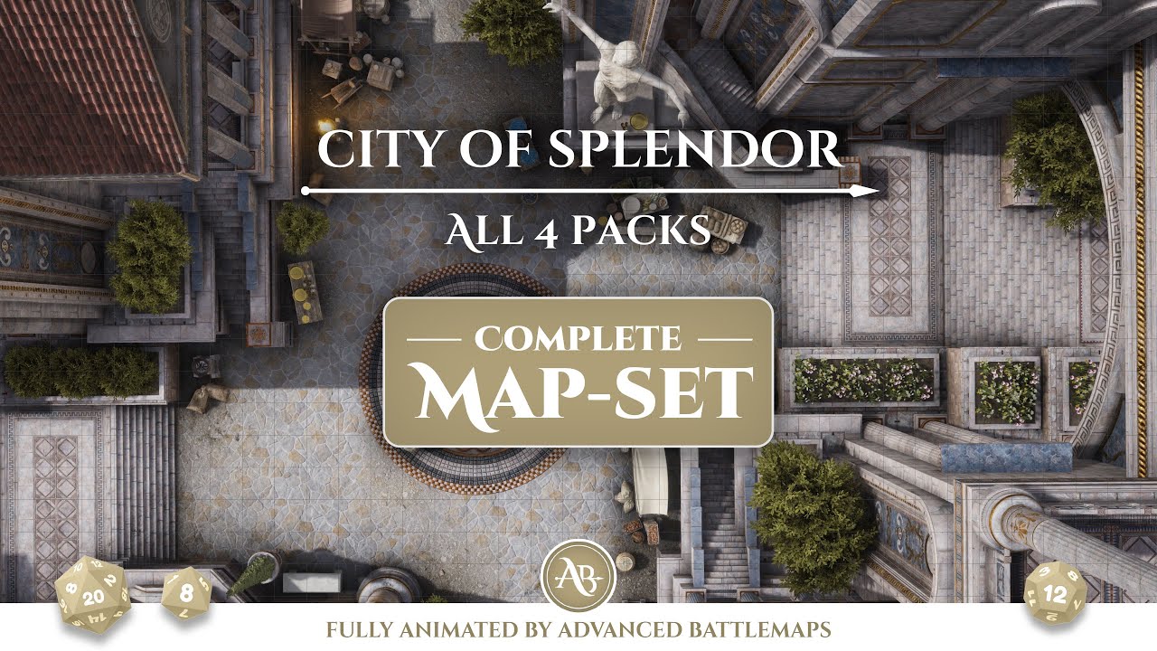 D&D | Pathfinder | City Of Splendor - Complete Map-Set | Animated Battle Maps | Virtual Tabletop
