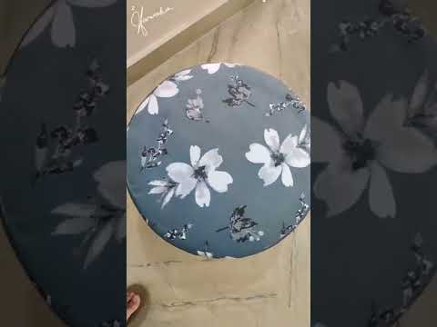 Ottoman Printed Puffy Stool for Living Room, Dressing Table Pouf Round,Footstool for Home Decor.