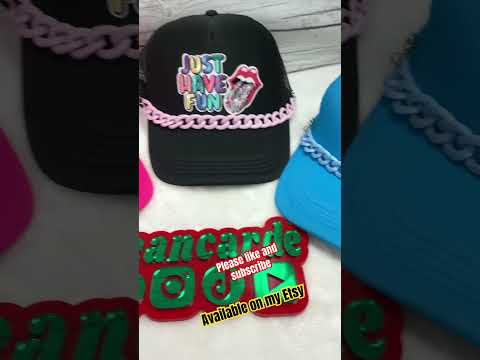 Trucker hats with patches and chain