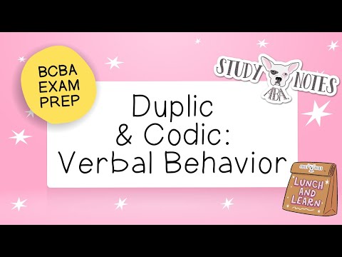 BCBA Exam Prep: Duplic & Codic: Verbal Behavior