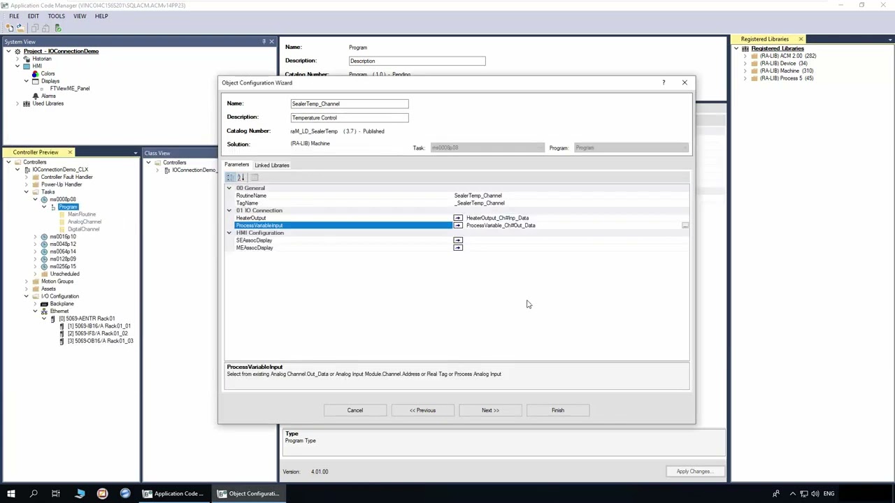 Machine Builder Libraries - Connecting Library Object and Physical Input/Output