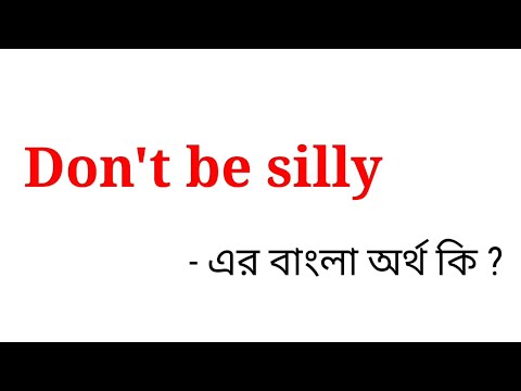 Don't be silly meaning in bengali || Don't be silly এর বাংলা অর্থ কি ?