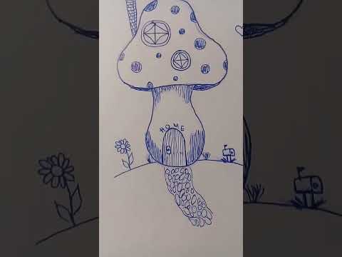 Cute mushroom house drawing!ππ #viral #shorts#mushroom #house #draw