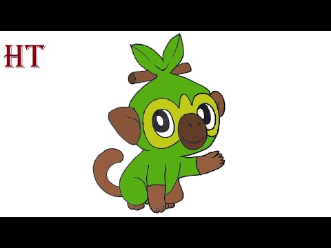 How to draw Grookey from Pokemon Step by Step – I'm Youtuber – Follow ...