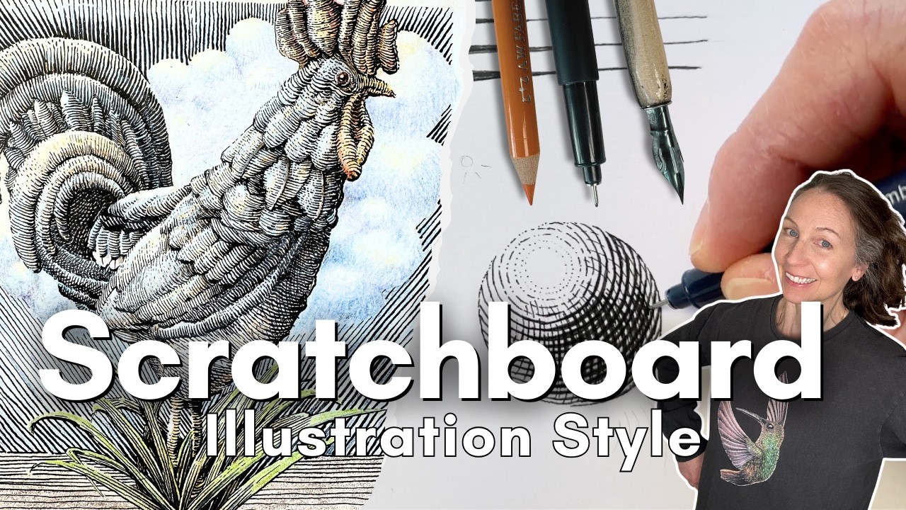 Scratchboard-Engraving Illustration Style with Pen and Ink | Beginner Tutorial