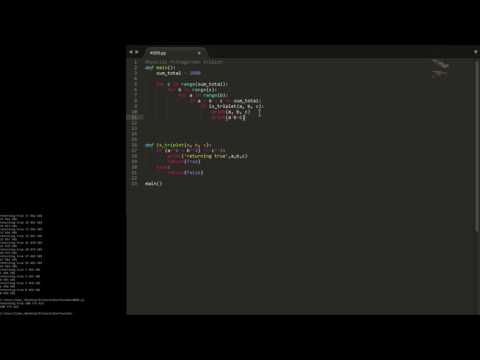 Python Beginner tutorial series using project Euler #9 - Special Pythagorean Triplet