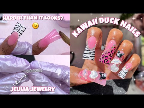 I TRIED DUCK NAILS FOR THE FIRST TIME 😳 2CUTE NAILS ACRYLIC | Jeuila Jewelry