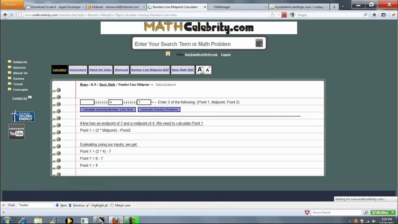Number Line Midpoint-Endpoint Calculator