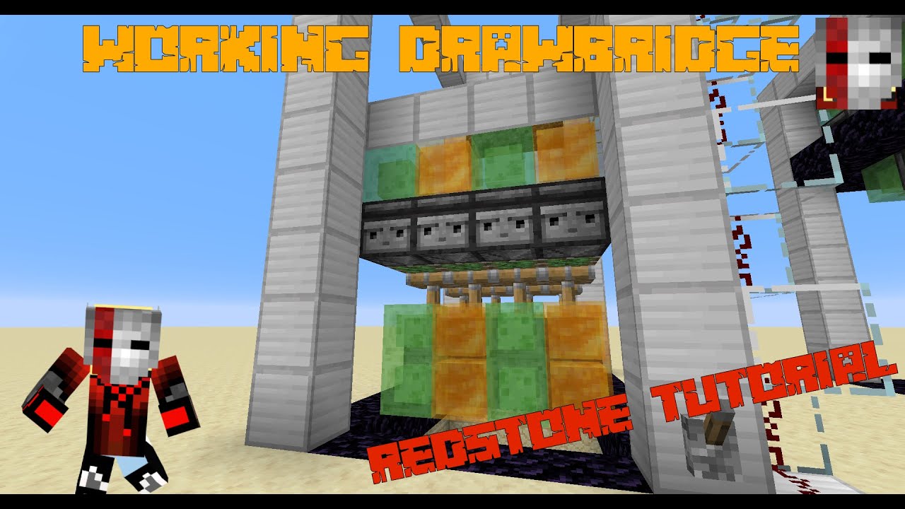 Minecraft Working Drawbridge Redstone Tutorial