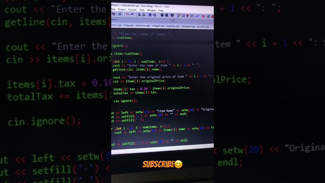 taxed goods IDE dev c++ #cppprogramming