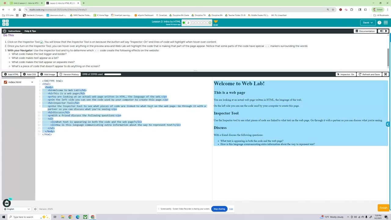 CSD Unit 2: Lesson 2 - Intro to HTML (25-26)