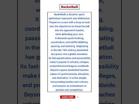 Essay On Basketball In 100 Words #shorts #essay #essaywriting #english #sports #basketball