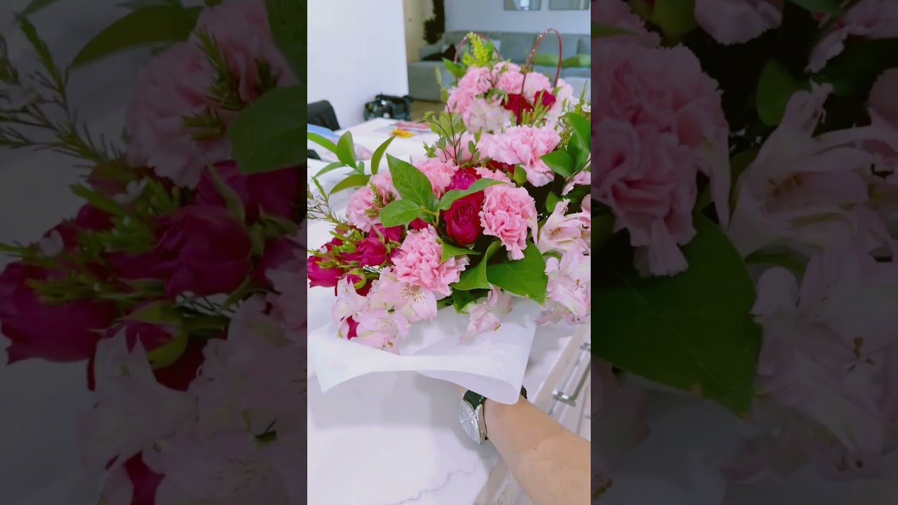 Easy Korean Flower Wrapping- $25 bouquet basket 🌸 #florist #flowers #bouquet