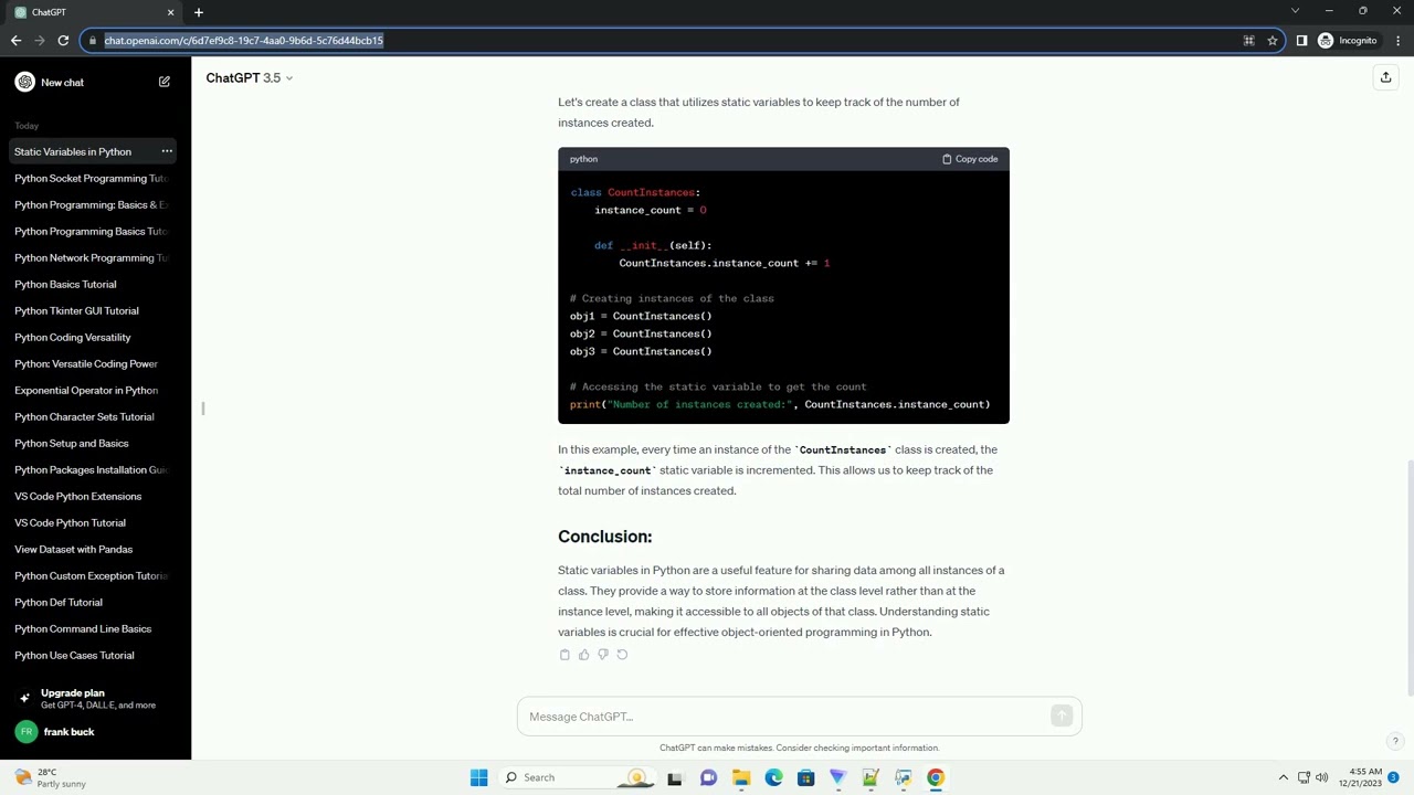 what is static variable in python