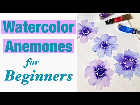 Easy Watercolor Painting : Watercolor anemones for beginners